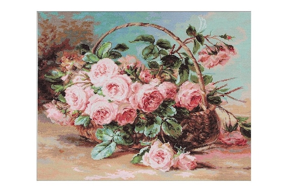 Counted Cross Stitch Kit Basket of Roses by Luca-s Brand | Etsy