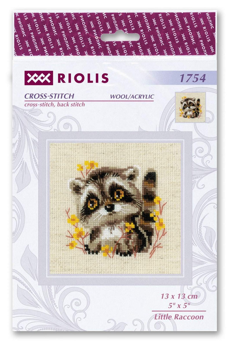 Raccoon Easy Cross Stitch Kit Aida and Floss Included - Etsy