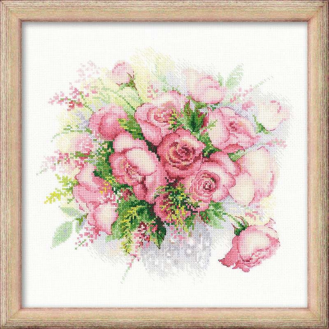 Watercolor Roses Counted Cross Stitch Kit * Aida and Floss Included - Etsy