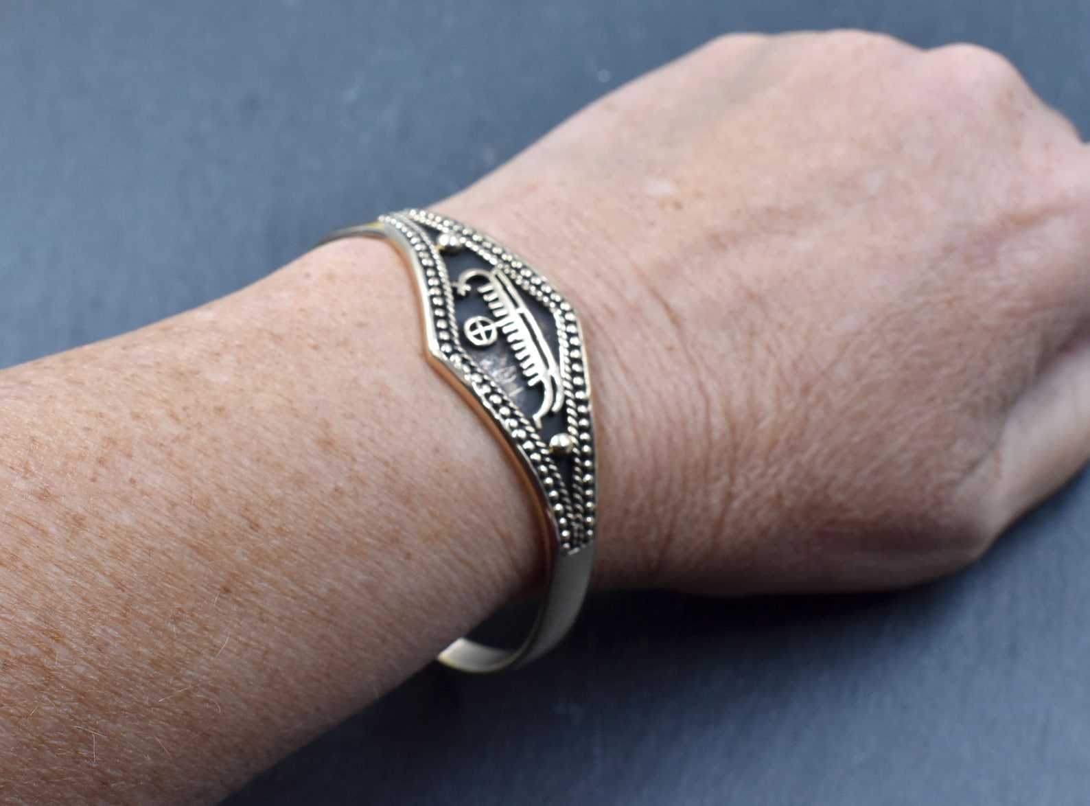 Viking Bangle With Longboat and Rune Norse Bronze Bracelet | Etsy