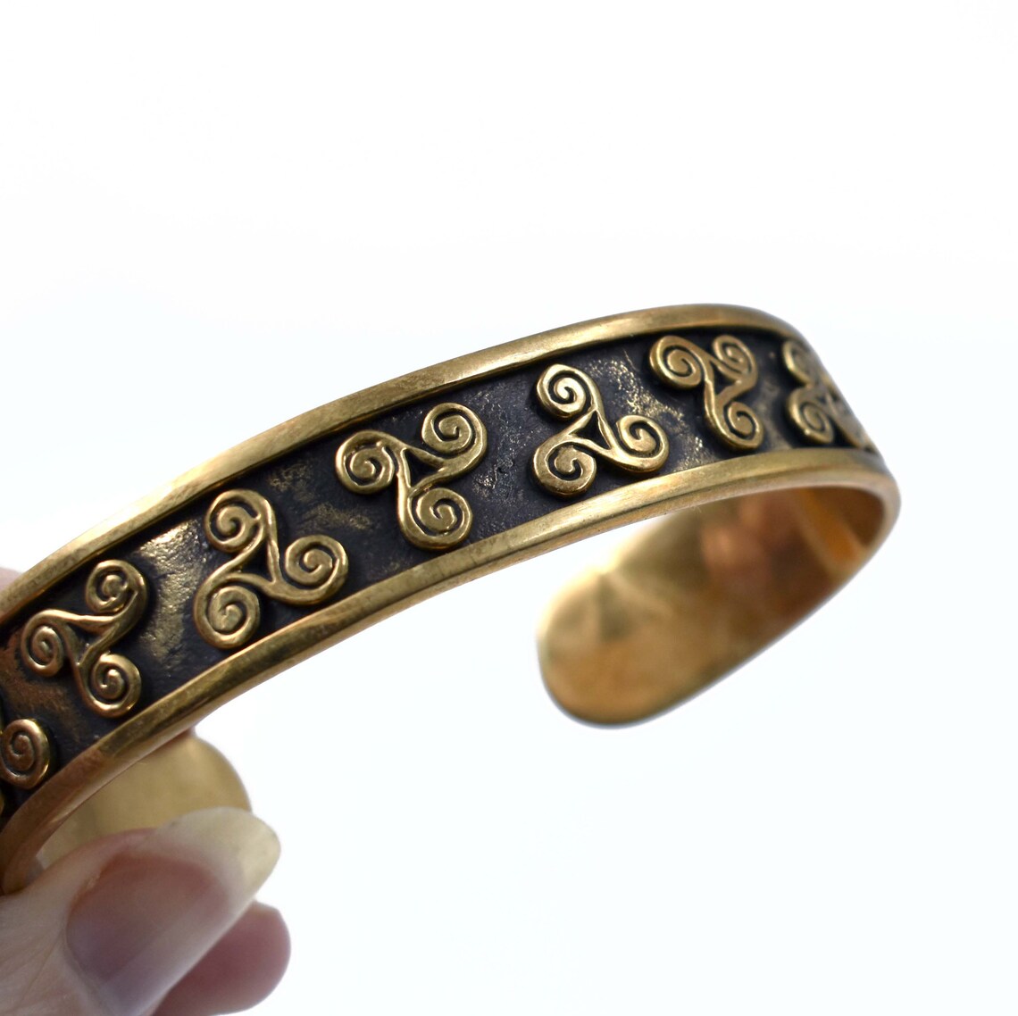 Celtic Bronze Bangle With Triskelen Celtic Bracelet - Etsy