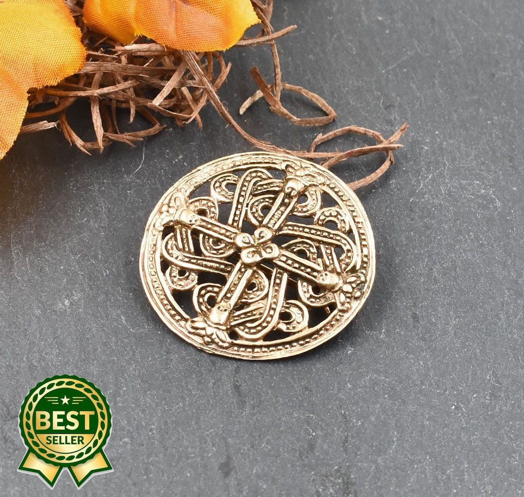 Viking Disc Brooch in Borre Style Bronze or Silver Plated - Medieval ...