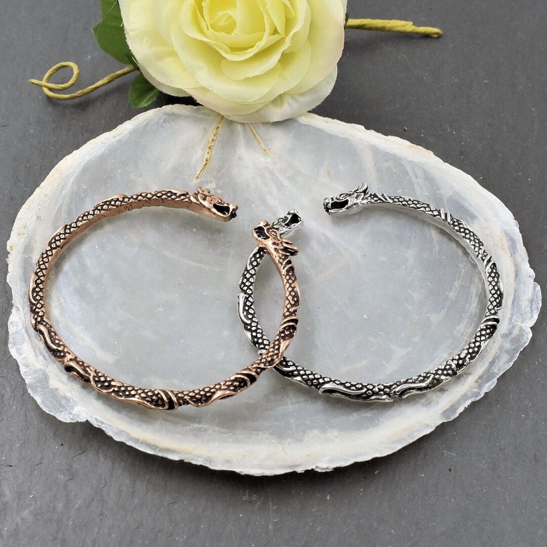 Viking Bangle With Dragon, Bronze or Silver, Bangle Dragon, Bracelet ...