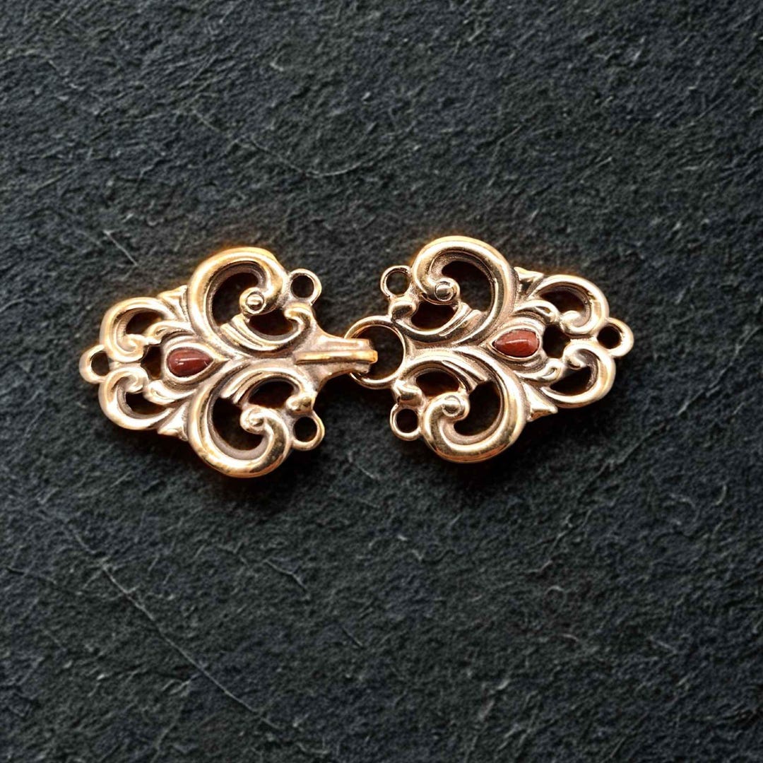 Medieval Garment Clasp With Red Jasper Made of Decorative Bronze ...
