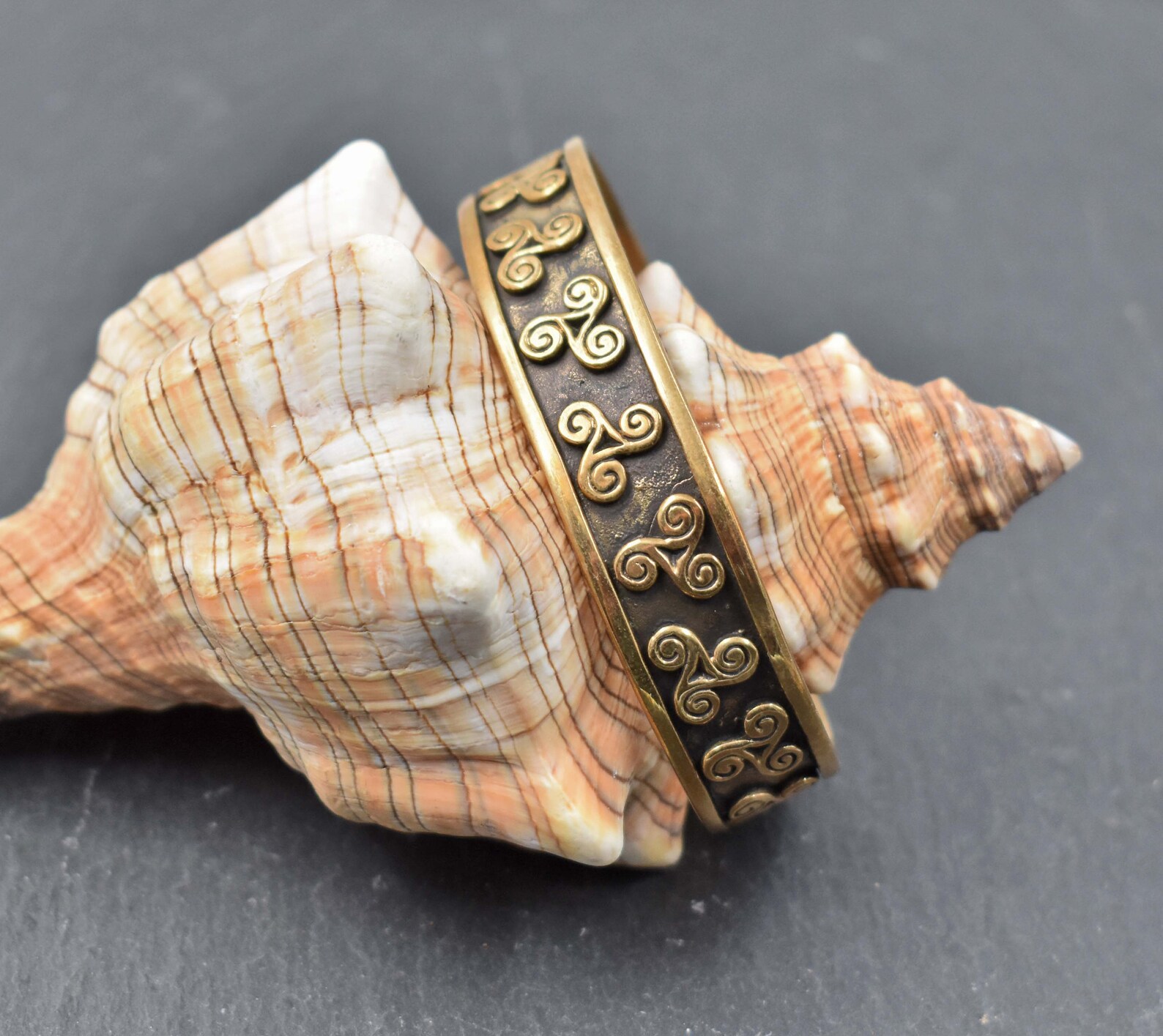 Celtic Bronze Bangle With Triskelen Celtic Bracelet - Etsy