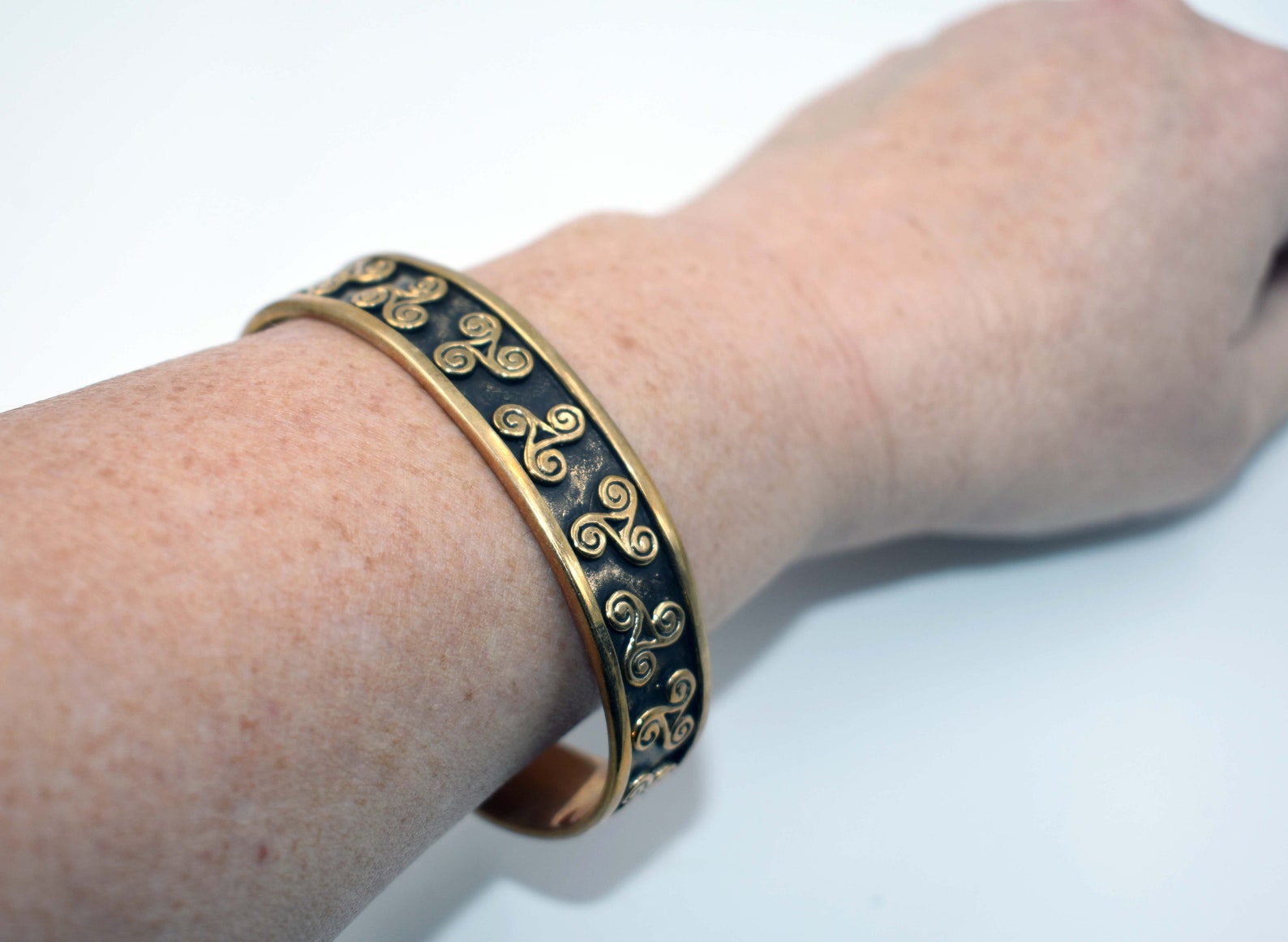 Celtic Bronze Bangle With Triskelen Celtic Bracelet - Etsy
