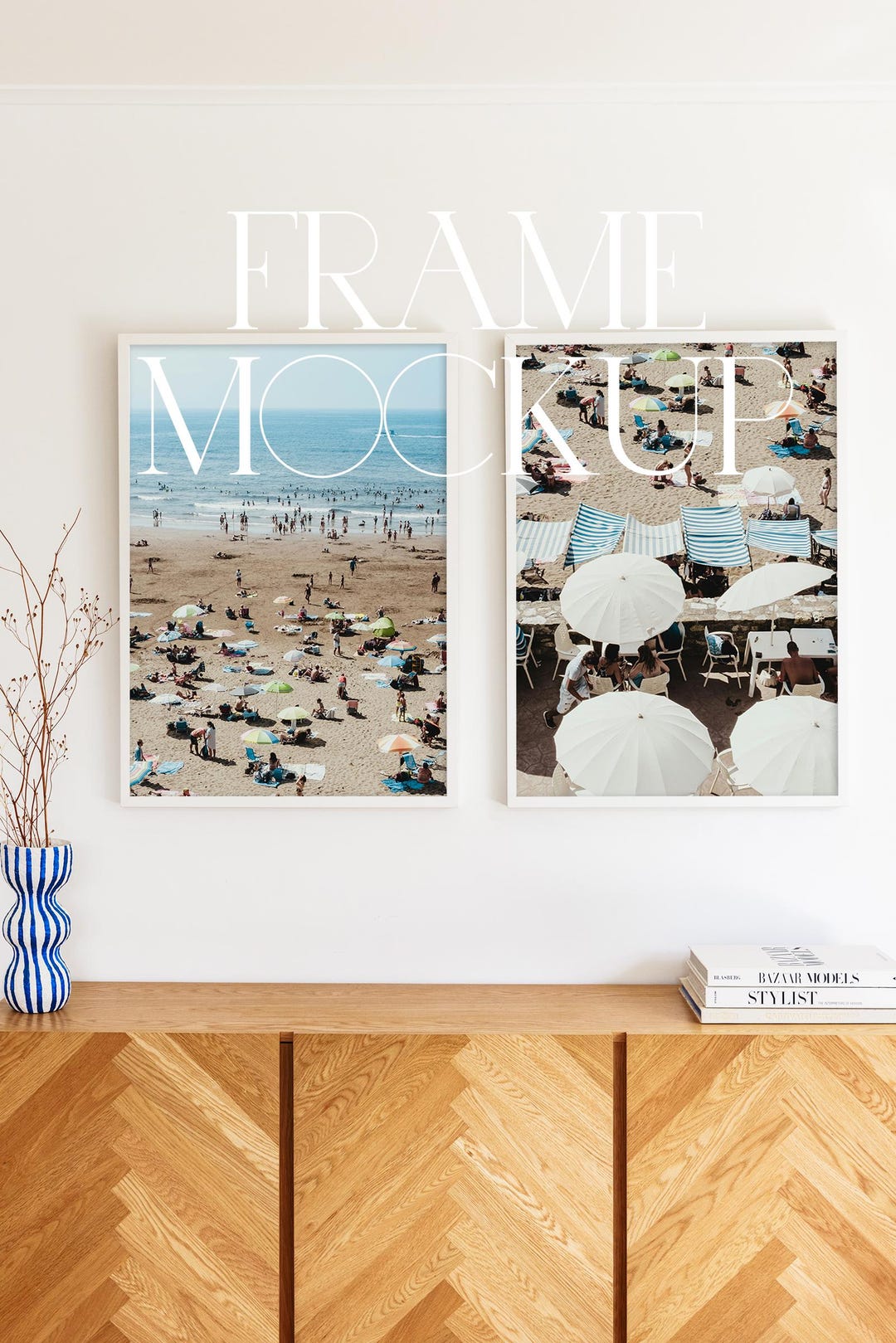 Two A1 Vertical White Frames Mockup. Interior Mockup Scene, Set of Two ...