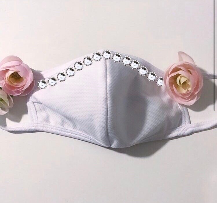 Face mask White Face Mask Beaded Mask Rhinestone Face | Etsy