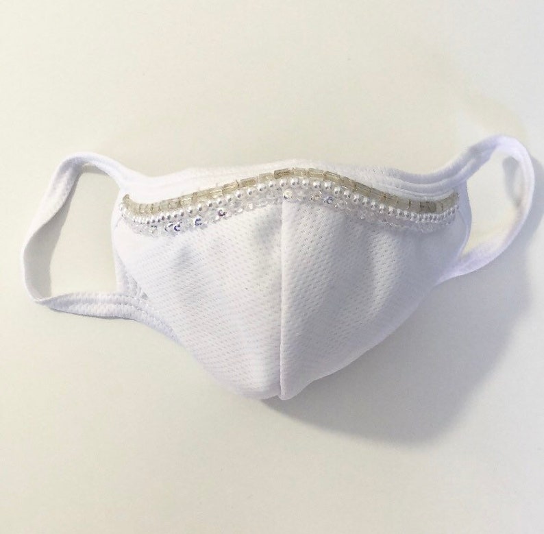 Face Mask White Face Mask Beaded Face Mask Bride Face - Etsy