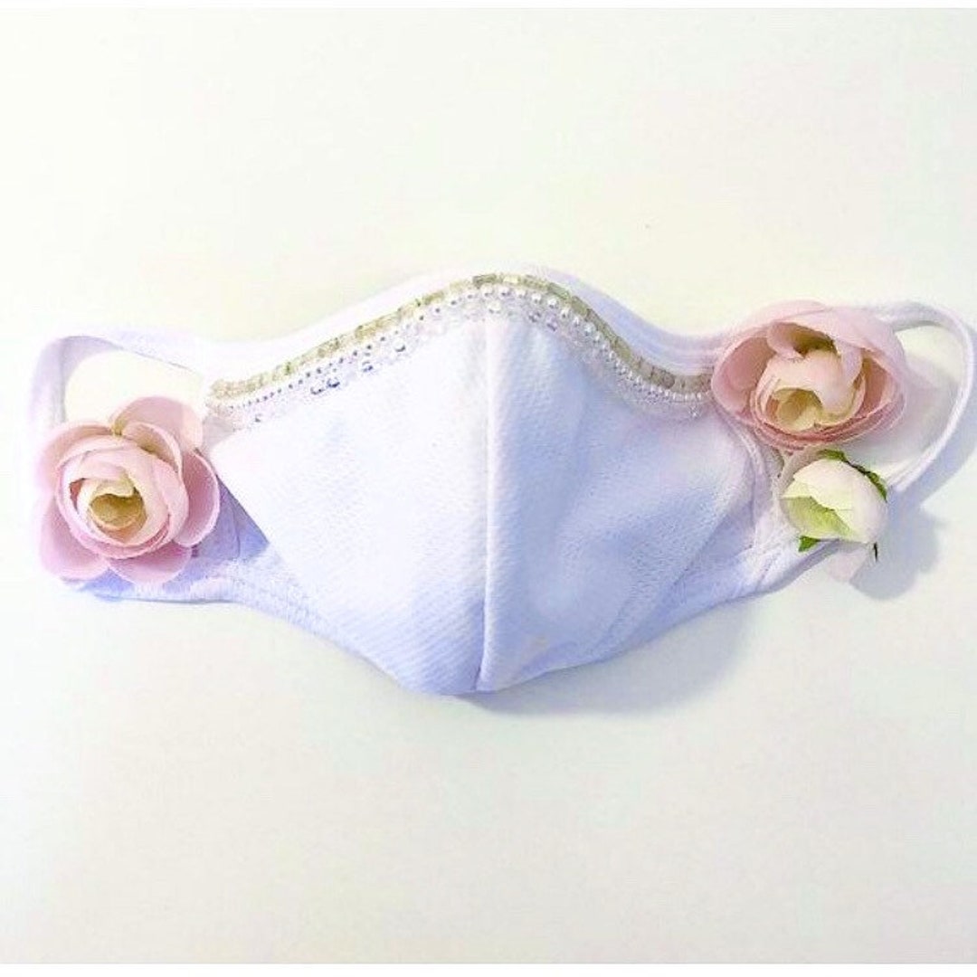 Face Mask | White Face Mask | Beaded Face Mask | Bride Face Mask ...