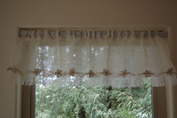 Burlap Window Valance With Decorative Flowers 14'' - Etsy