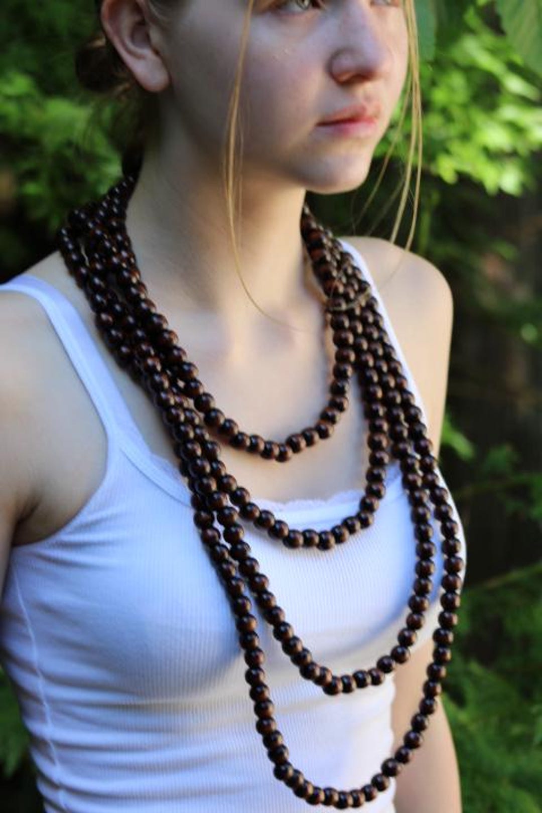 Wooden Beads Necklace. Large / Xlong in Natural, Brown, Black or Ivory ...
