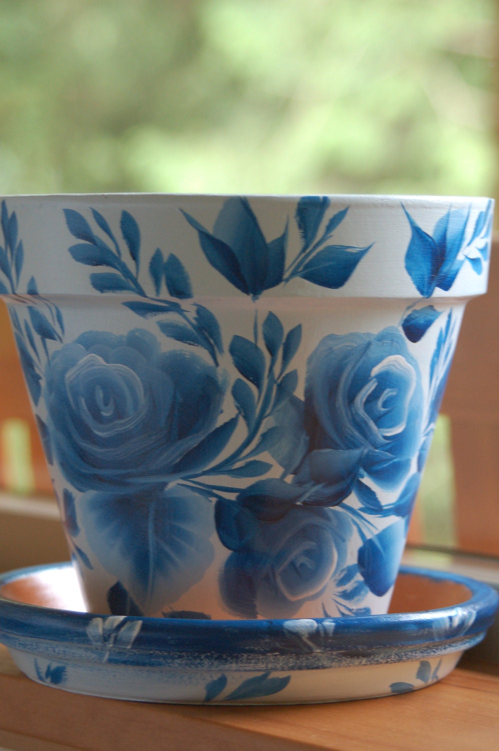 6 Inch Hand Painted Clay Flower Pot With a Matching Saucer - Etsy