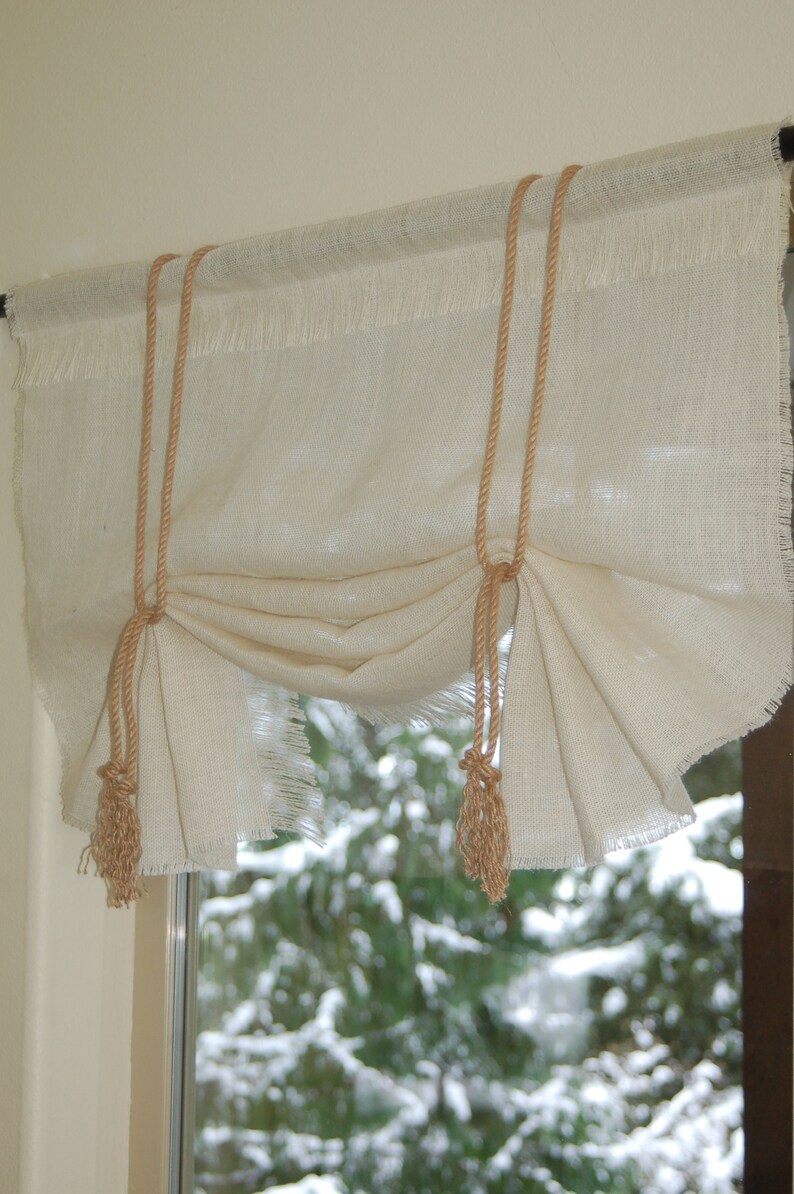Swag Valance With Rope Ties and Fringe. Swedish Blind - Etsy