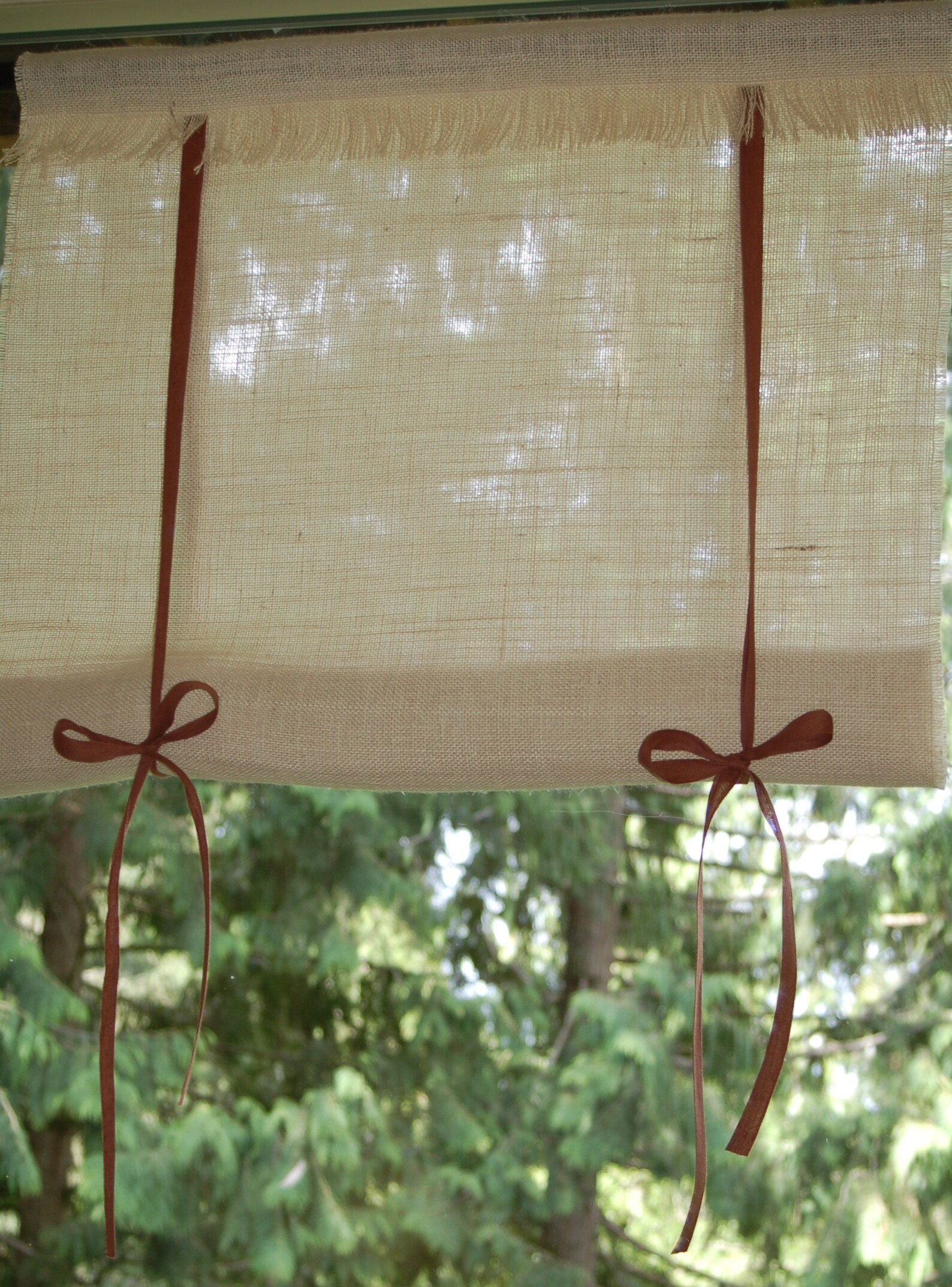 Burlap Swag Valance Tie up Curtain With Ties and Fringe. Swedish Blind ...