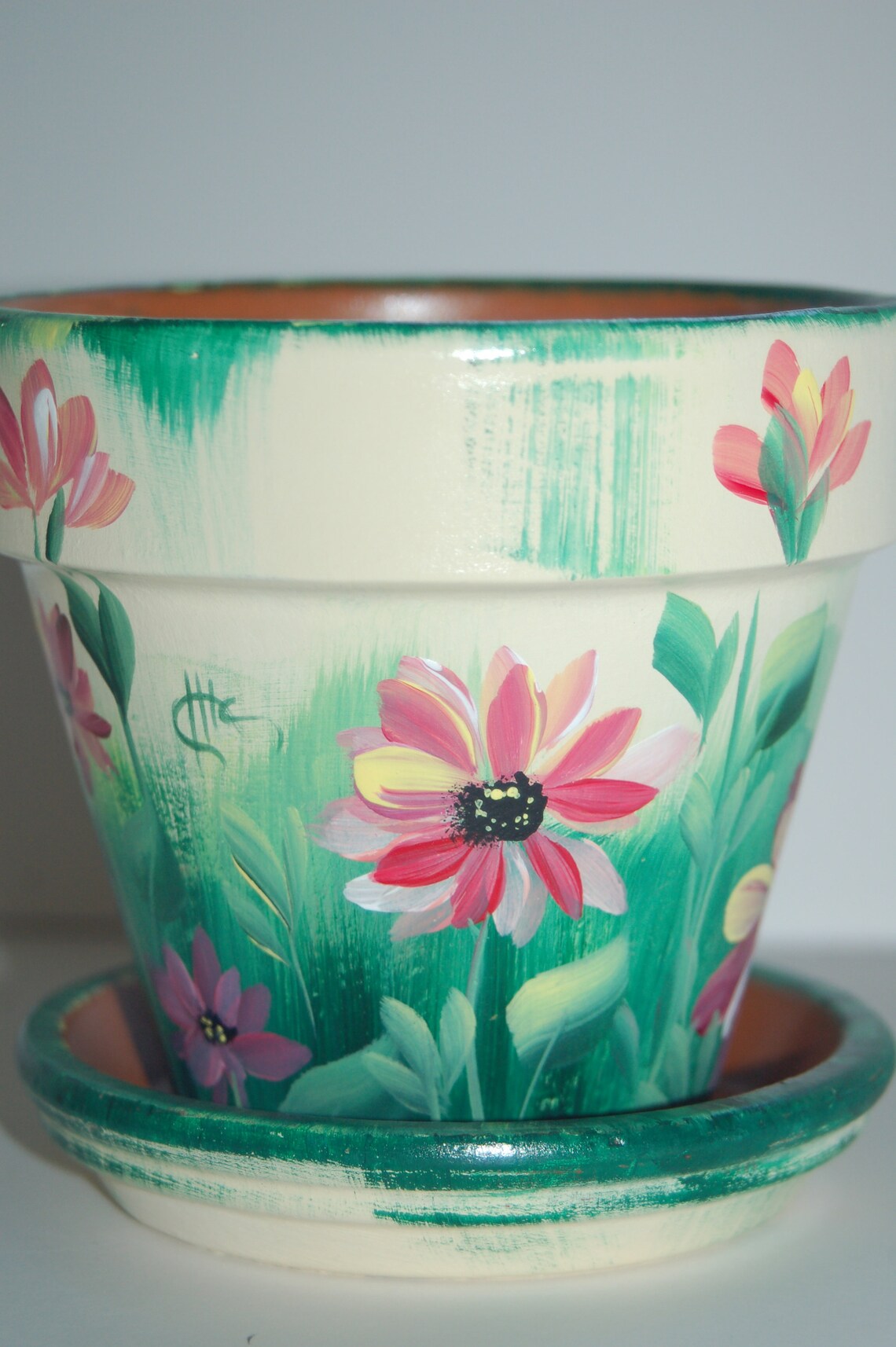 4'' Clay Flower Pot Hand Painted Daisy Design. One or - Etsy