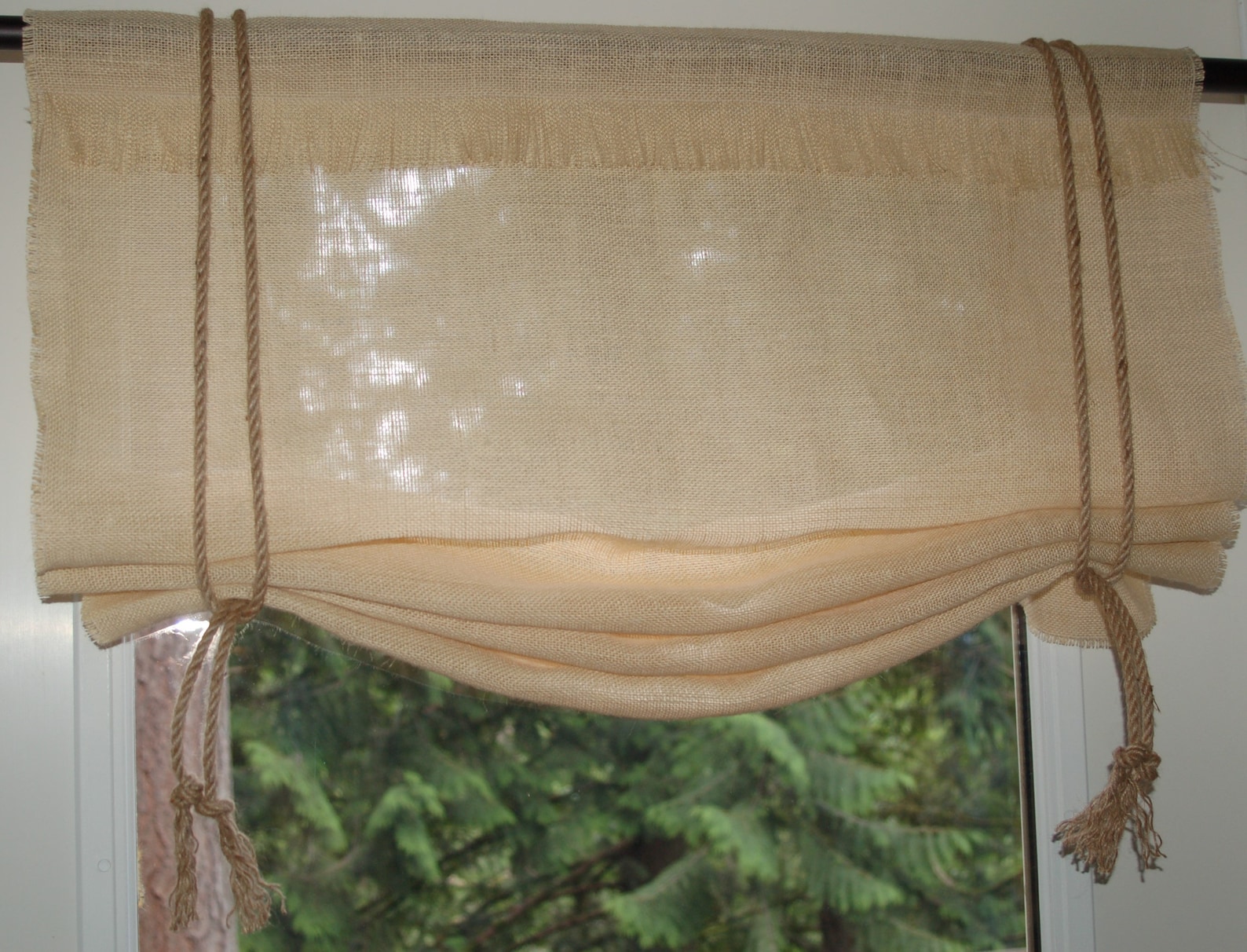 Swag Valance With Rope Ties and Fringe. Swedish Blind - Etsy