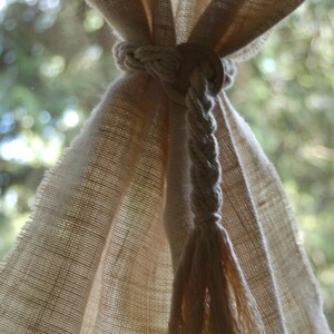 Braided Cotton Cord With Wooden Ring Tieback. Cottage Chic, Rustic ...