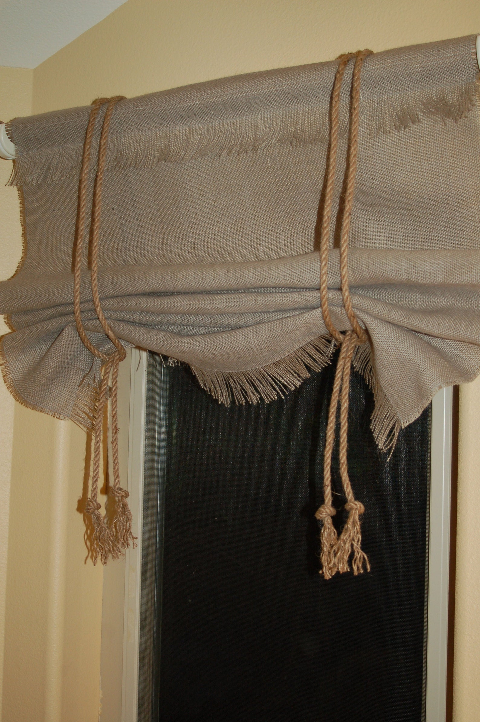 Swag Valance With Rope Ties and Fringe. Swedish Blind - Etsy