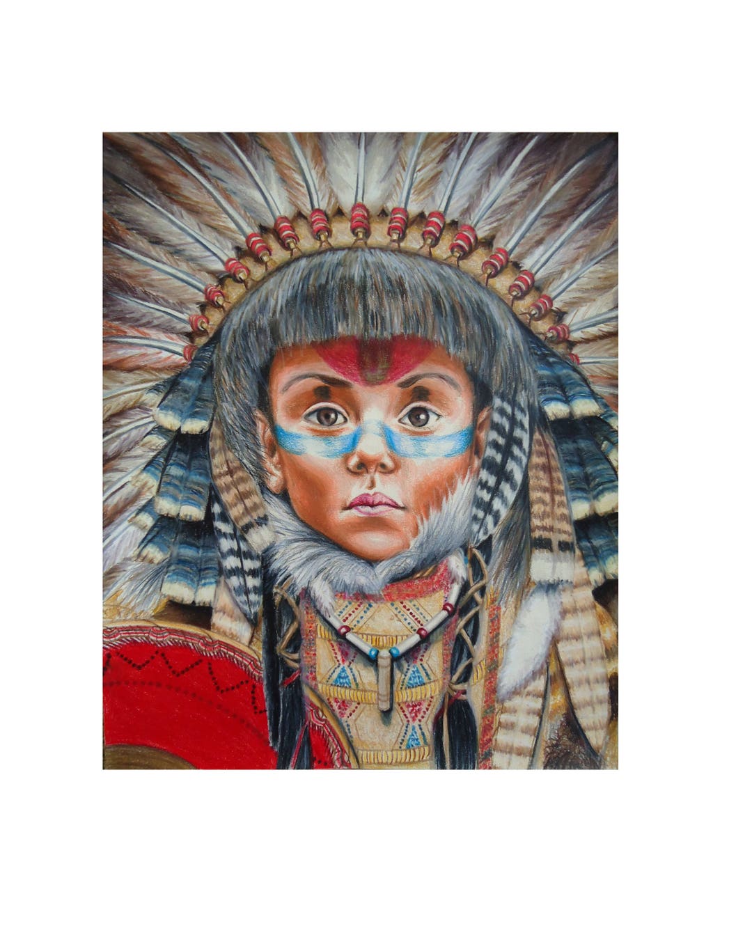 Native American Child Portrait, Native American Headdress, Original ...