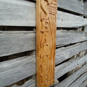 Carved Seattle Wood Sign, Seattle Gift, Wood Carving, Seattle Gifts ...