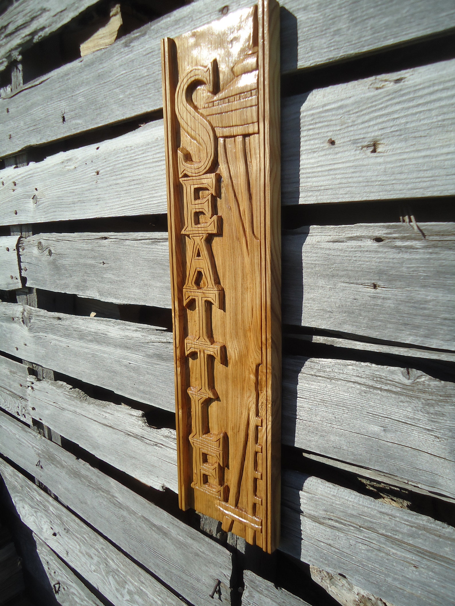Carved Seattle Wood Sign, Seattle Gift, Wood Carving, Seattle Gifts ...