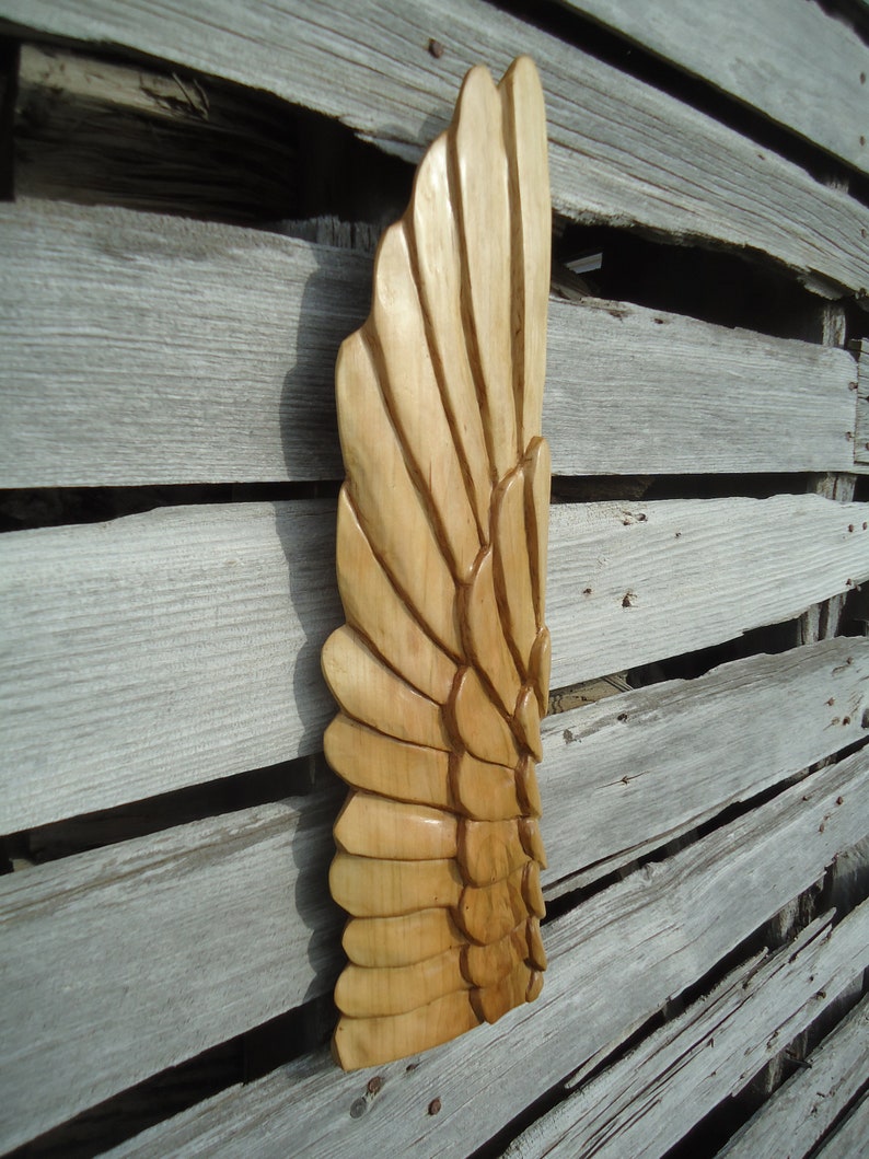 Angel Wing Sculpture Hand Carved Angel Wing Wood Angel Wing | Etsy