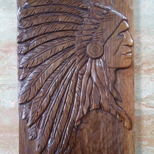 Native American Wood Carving, Original Artwork, Wood Indian Sculpture ...