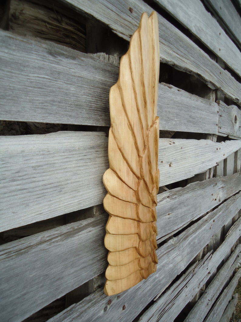 Angel Wing Sculpture Hand Carved Angel Wing Wood Angel Wing | Etsy