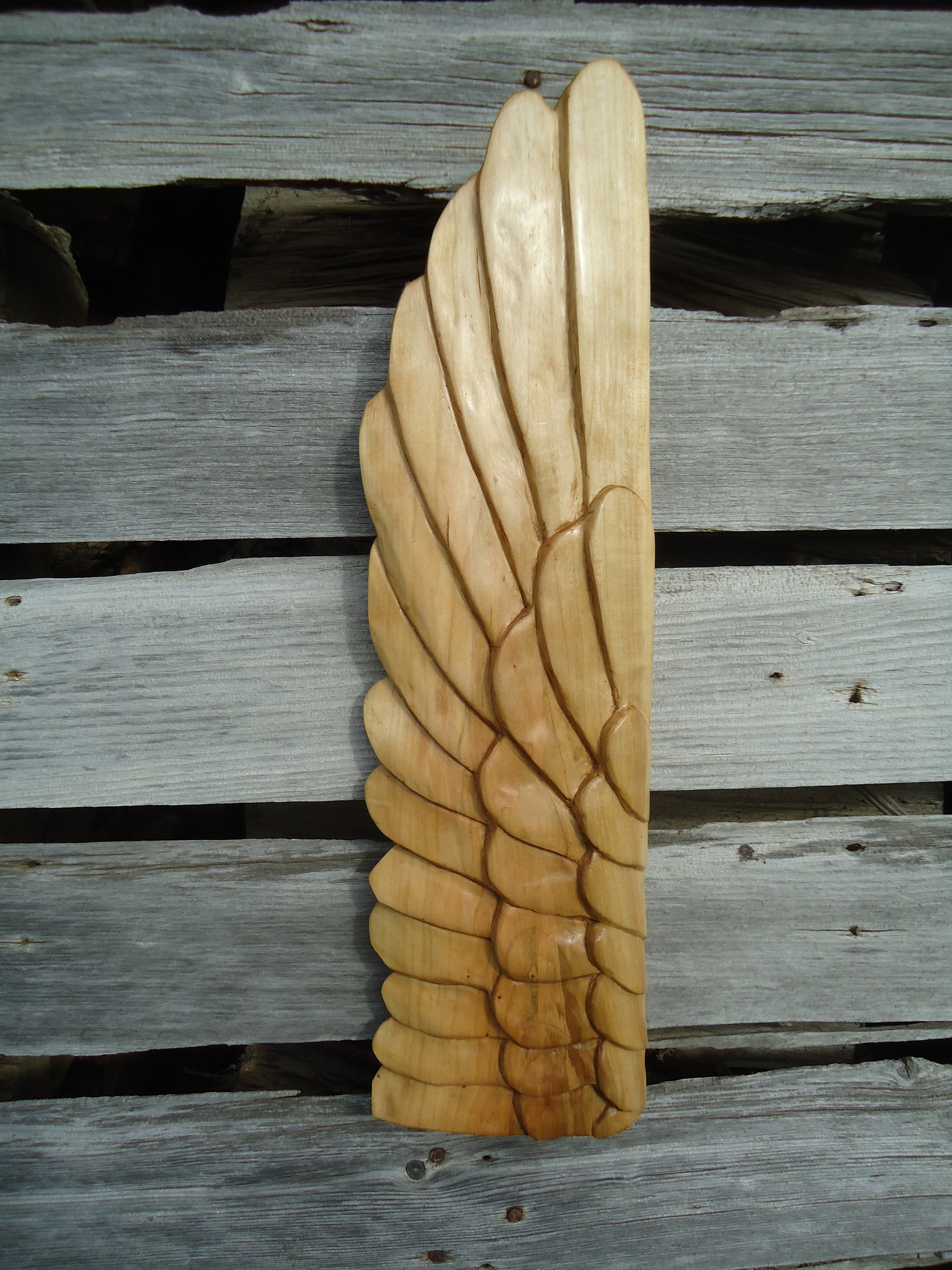 Angel wing sculpture Hand Carved Angel wing Wood Angel wing | Etsy