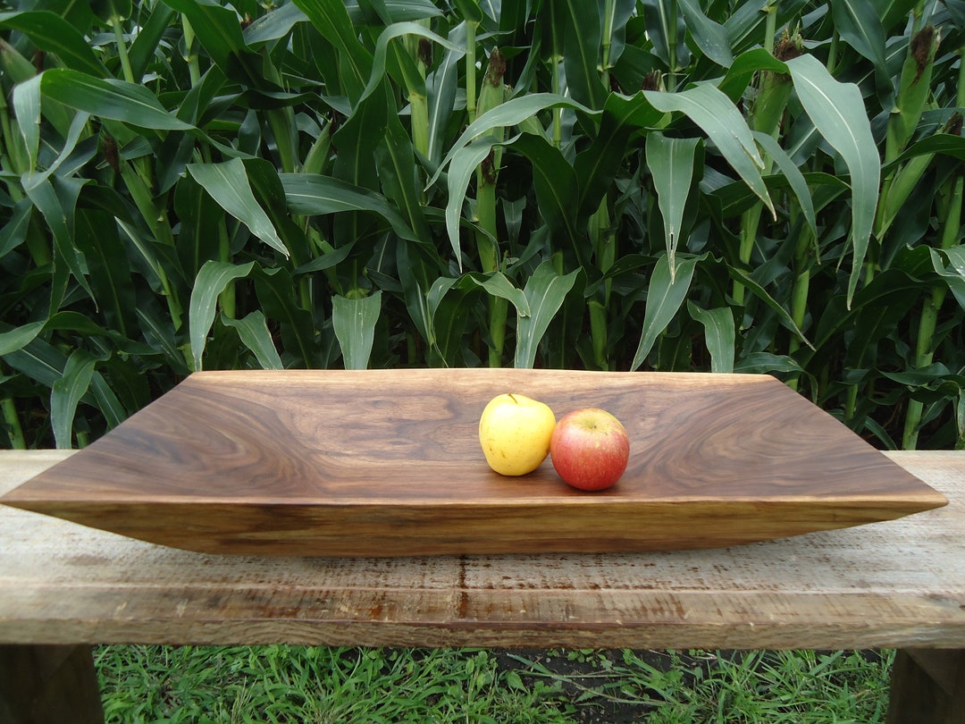 Large Walnut Wood Bowl, Trencher Wood Bowl, Hand Carved Wood Bowl, Black Walnut Bowl, Wood Bowl ...