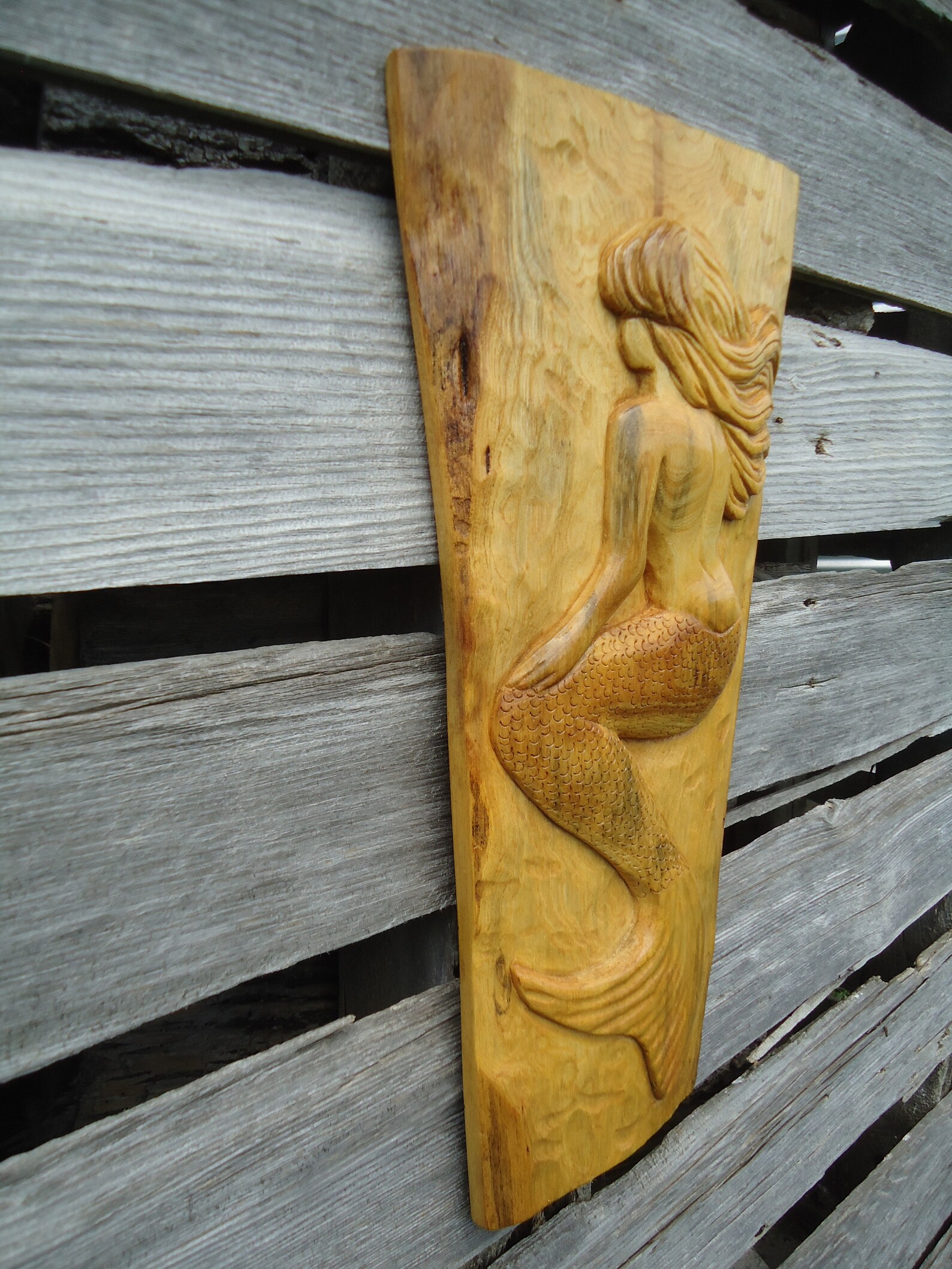Mermaid Wood Sculpture Wall Wood Carving Wooden Mermaid Art - Etsy