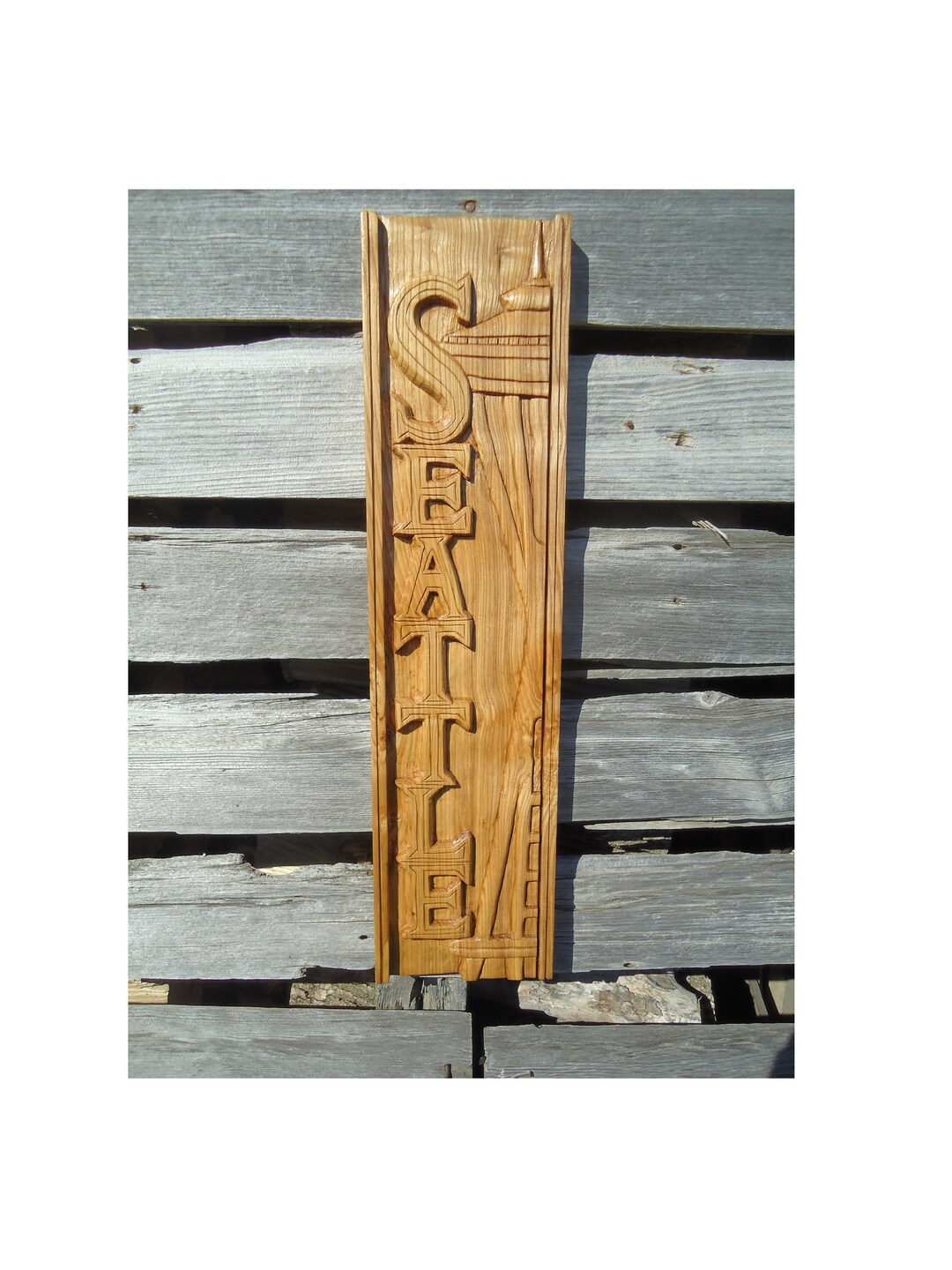 Carved Seattle Wood Sign, Seattle Gift, Wood Carving, Seattle Gifts ...