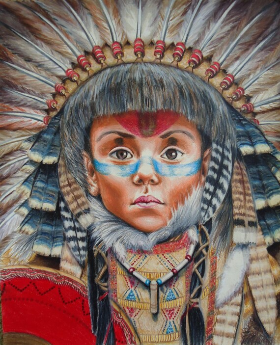 Native American Boy Drawing