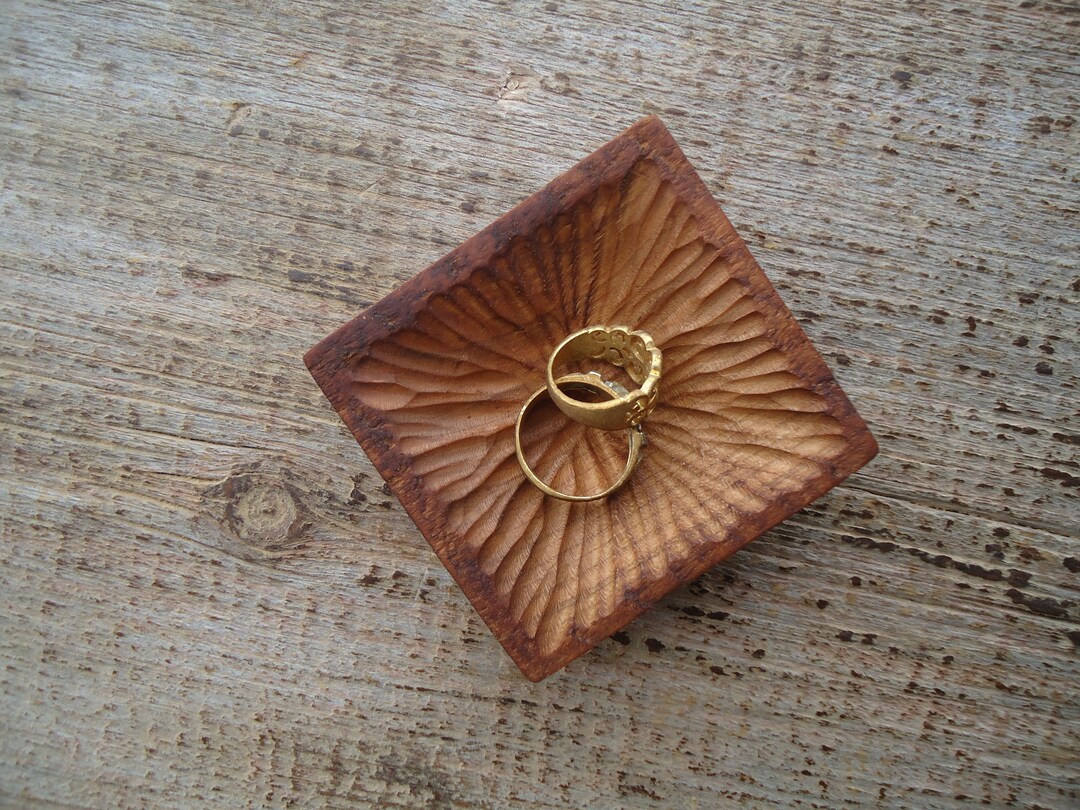 Cherry Wood Tray, Carved Wood Tray, Wooden Ring Tray, Wedding Ring Tray ...