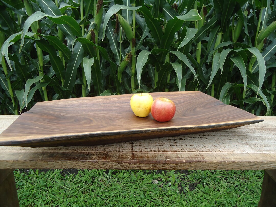 Black Walnut Bowl, Large Walnut Wood Bowl, Trencher Wood Bowl, Hand Carved Wood Bowl, Black ...