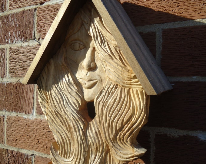 Female Birdhouse - Birdhouse Face - Rustic Decor - Outside Birdhouse ...