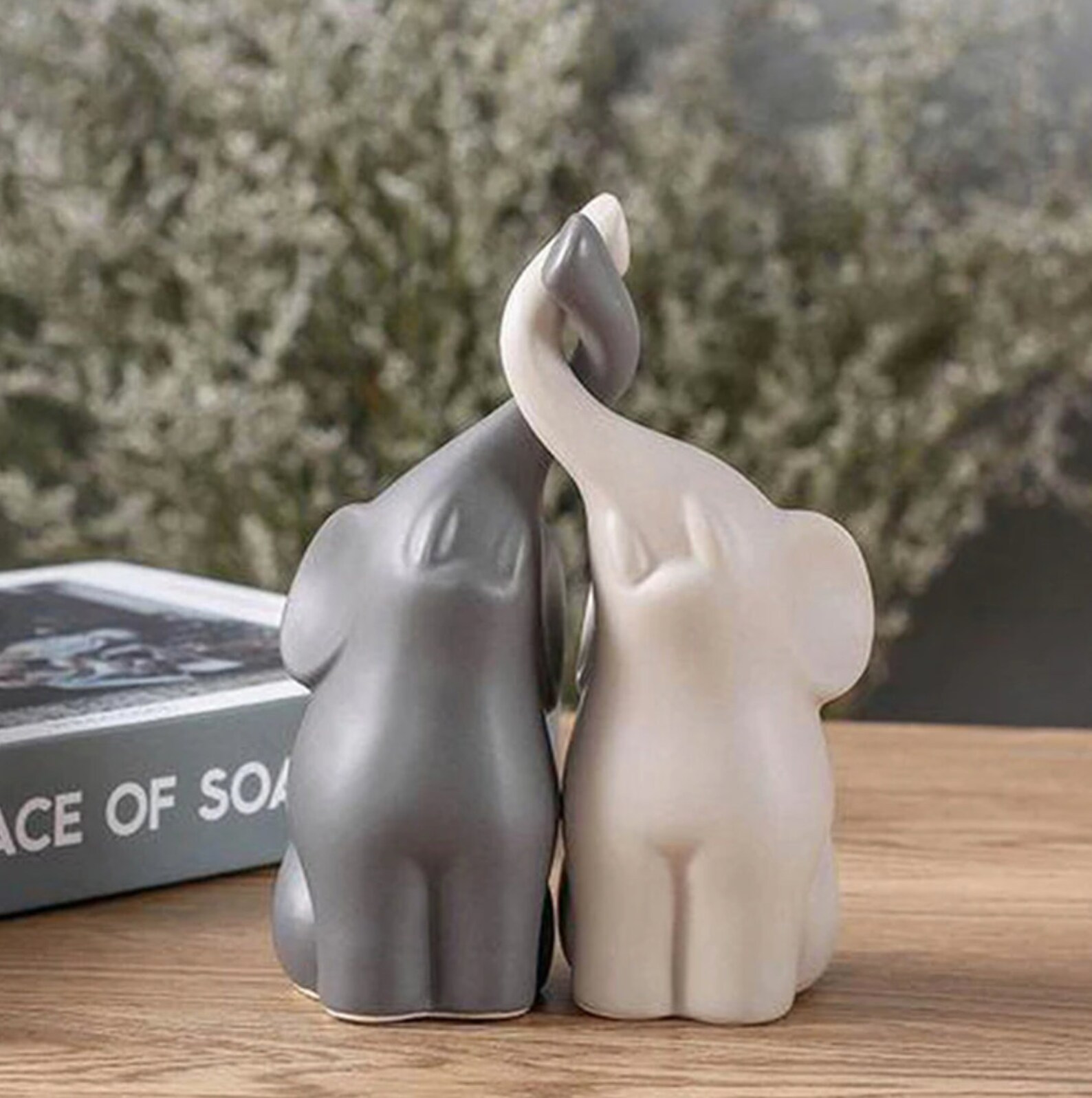 Hand-made Ceramic Elephant Sculpture Figurine - Includes Small Elephant ...