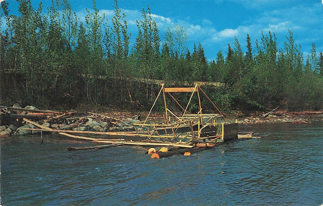 Alaska Postcard Native Fish Wheel About 1950s - Etsy