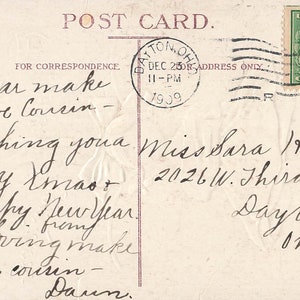 Clapsaddle New Year Postcard Girl on a Bench Postmark 1909 - Etsy