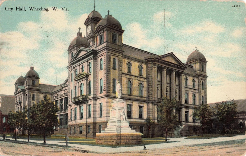 Wheeling, West Virginia Postcard City Hall Postmarked 1910 - Etsy