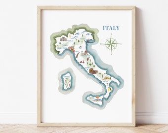 Italy Map Watercolor - Etsy