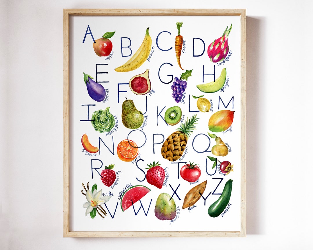 Rainbow Alphabet Fruit and Vegetable Chart | Homeschool ABC Poster ...