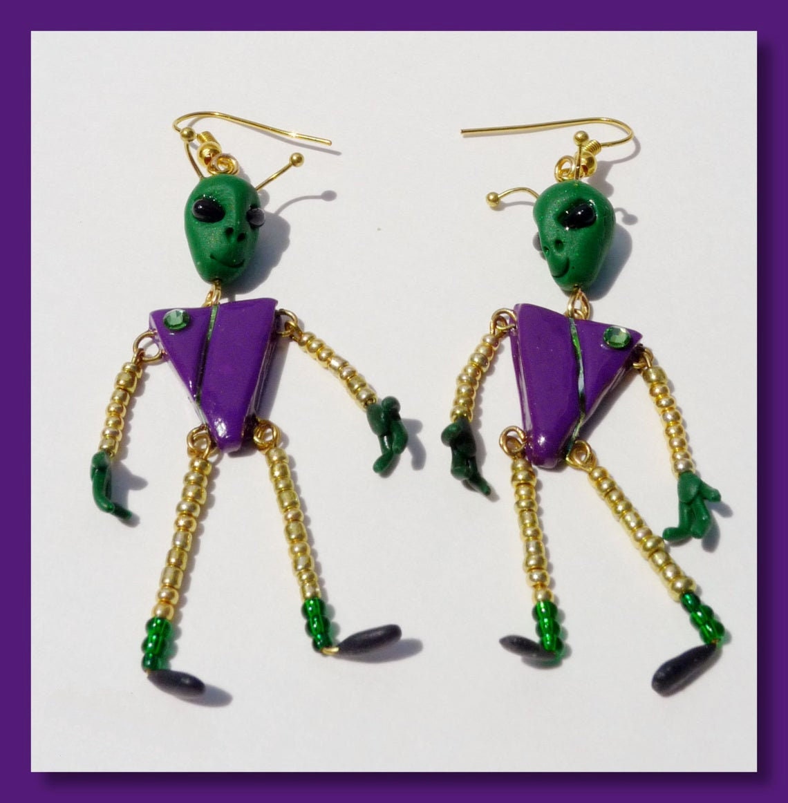Green Alien Earrings UFO Polymer Clay Dangle Extraterrestrial ...