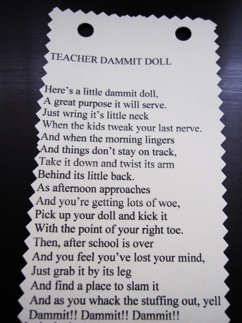 Teacher Dammit Doll - Etsy