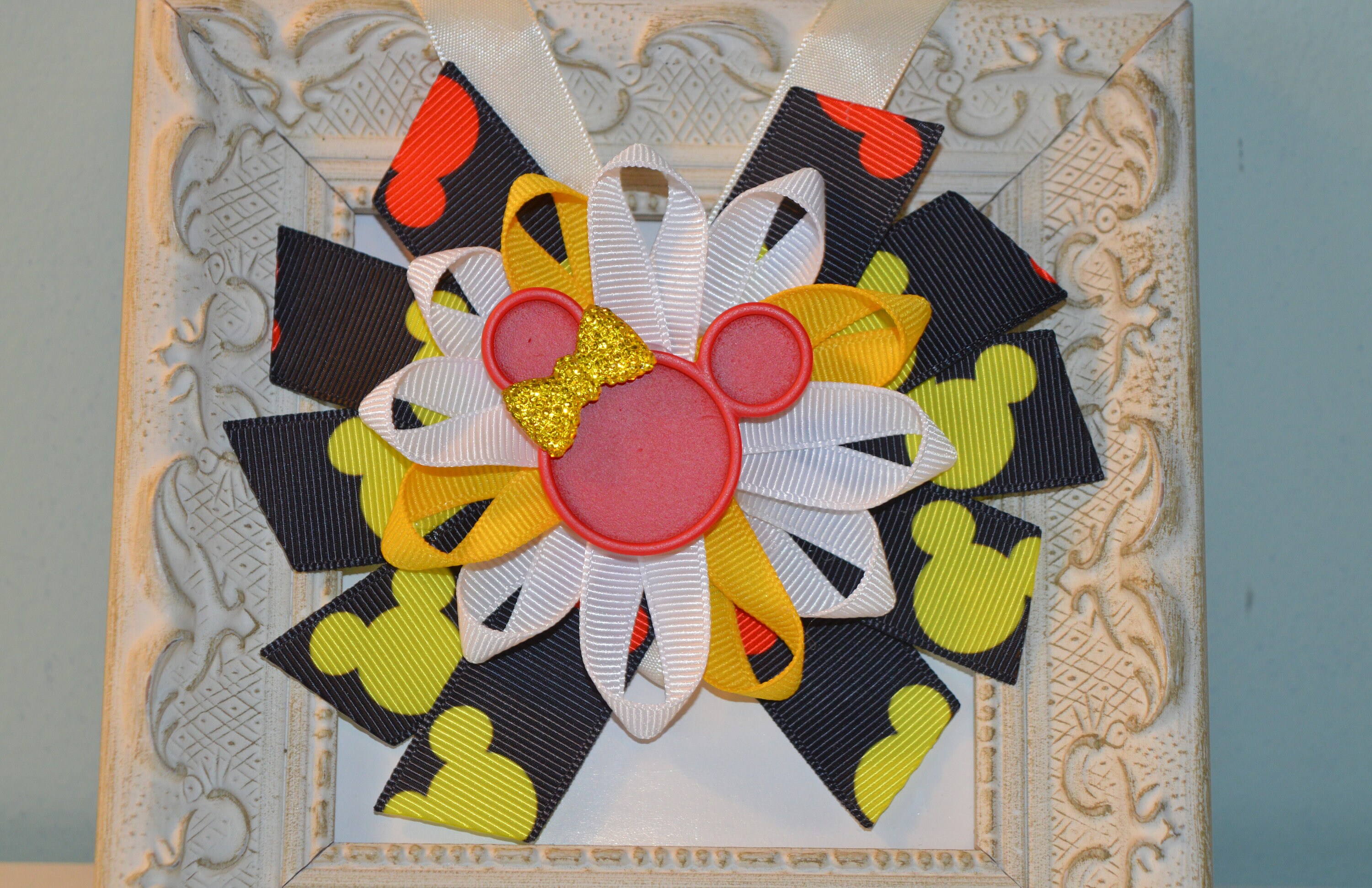 Red and Yellow Minnie Mouse Bow - Etsy