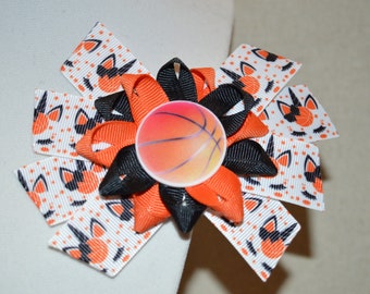 Navy and Orange Basketball Hair Bow, Basketball Bow, Basketball Pony ...