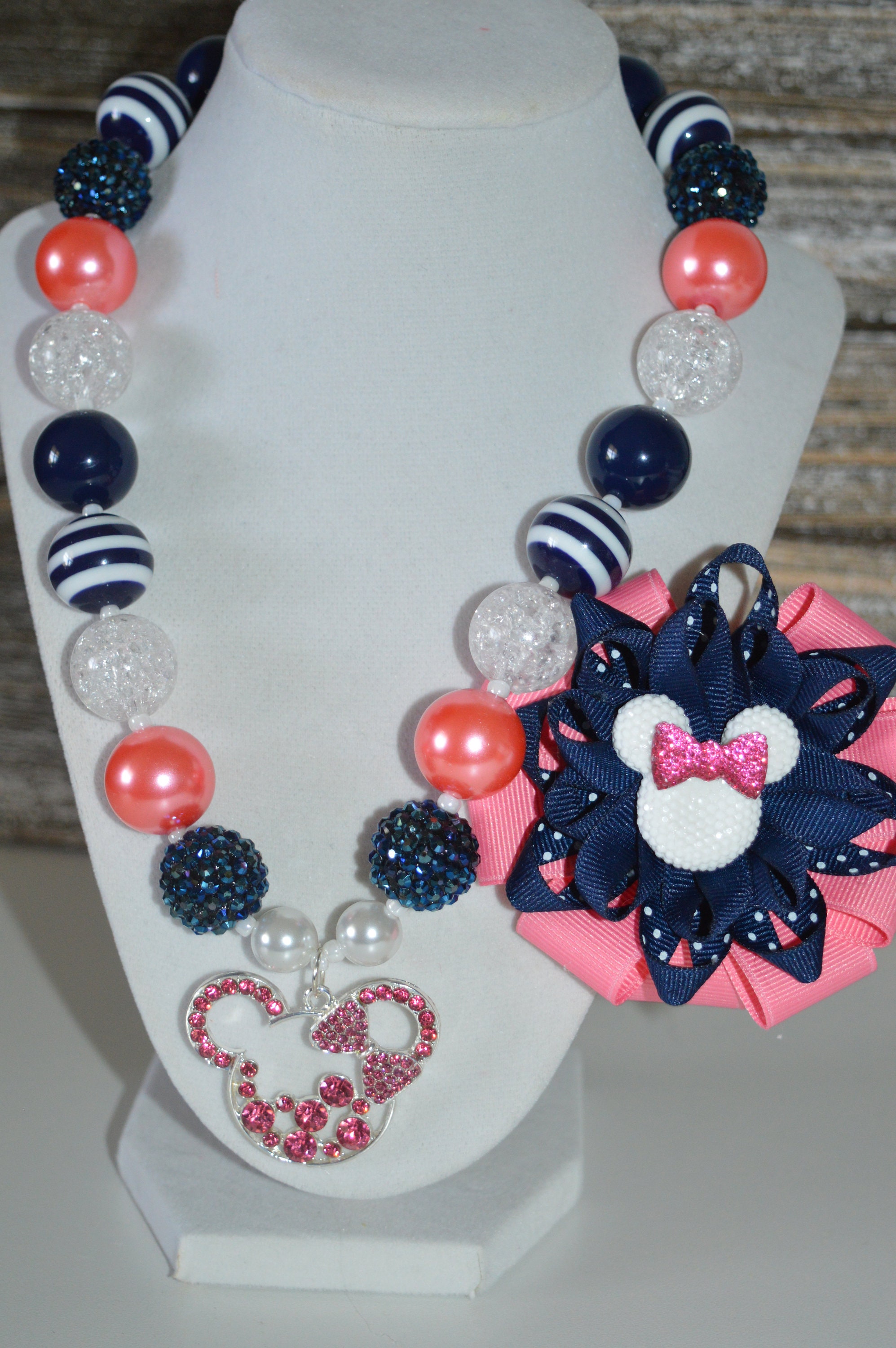 Disney collar azul y rosa y conjunto de arcos - Etsy España