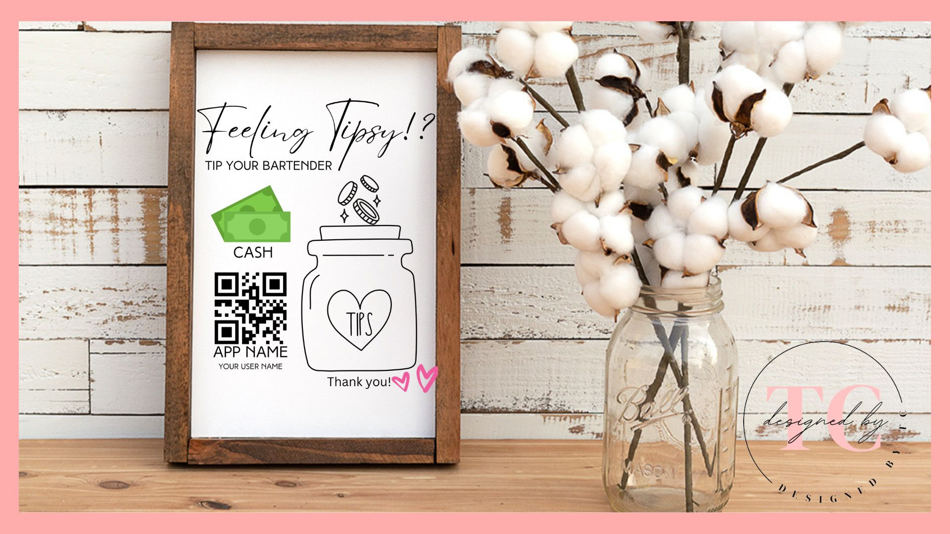 Virtual Tip Jar Template Printable Payment Sing Small Business Tool ...