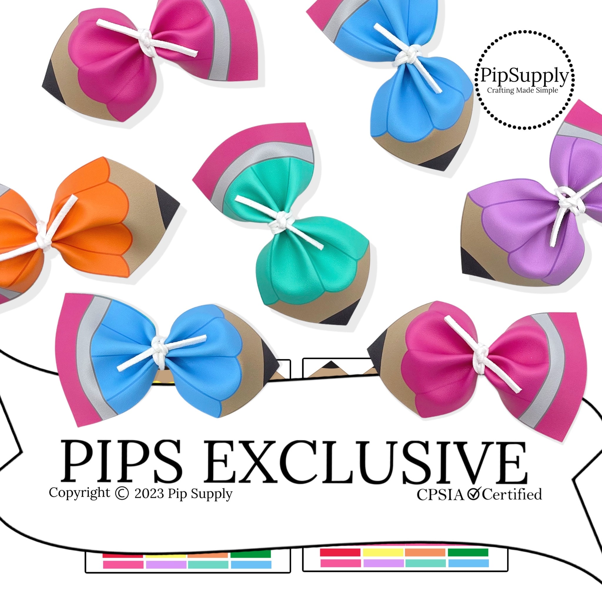 Colored Pencils Faux Leather DIY Hair Bows & Craft Cutouts PIPS ...
